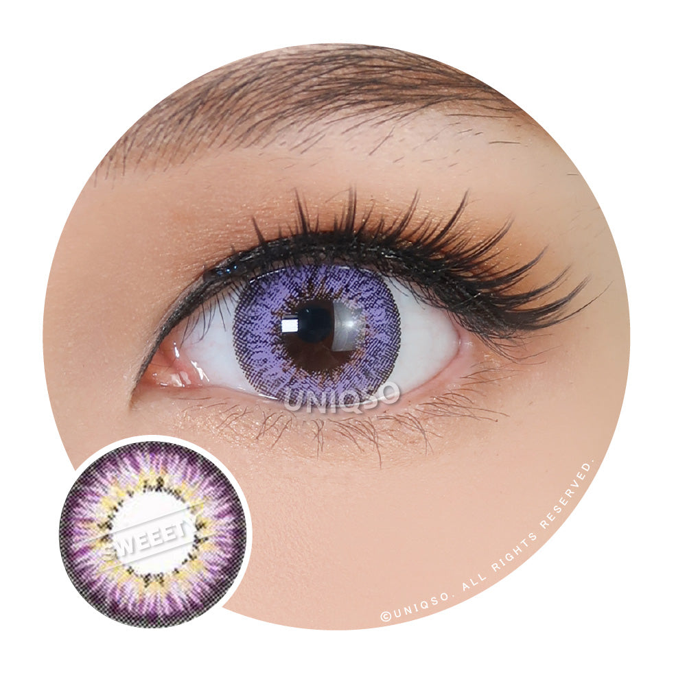 Charming Western Eyes Puffy Violet Color Eye Contacts: 3-Tone Colored Lenses – UNIQSO