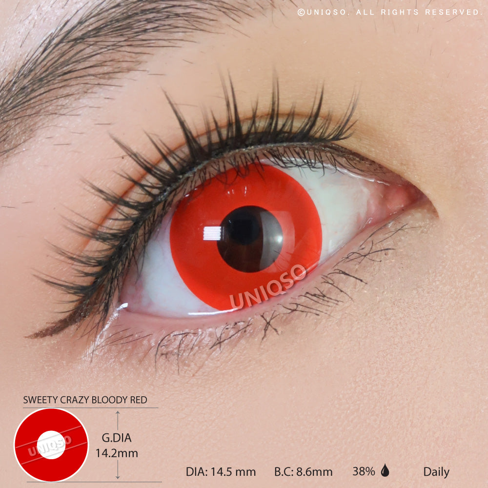 Sweety Crazy Bloody Red - 1 Day Disposable Halloween Contacts – UNIQSO