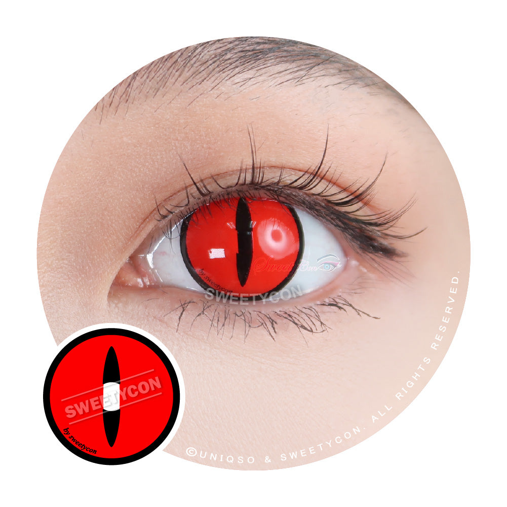 Red Demon Eye Contacts | Cat Eye Contacts With Prescription Halloween ...