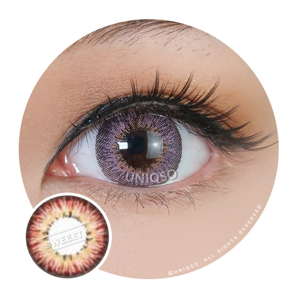 Western Eyes Puffy Pink Colored Contact Lens: Cute 3-Tone Color Eye ...