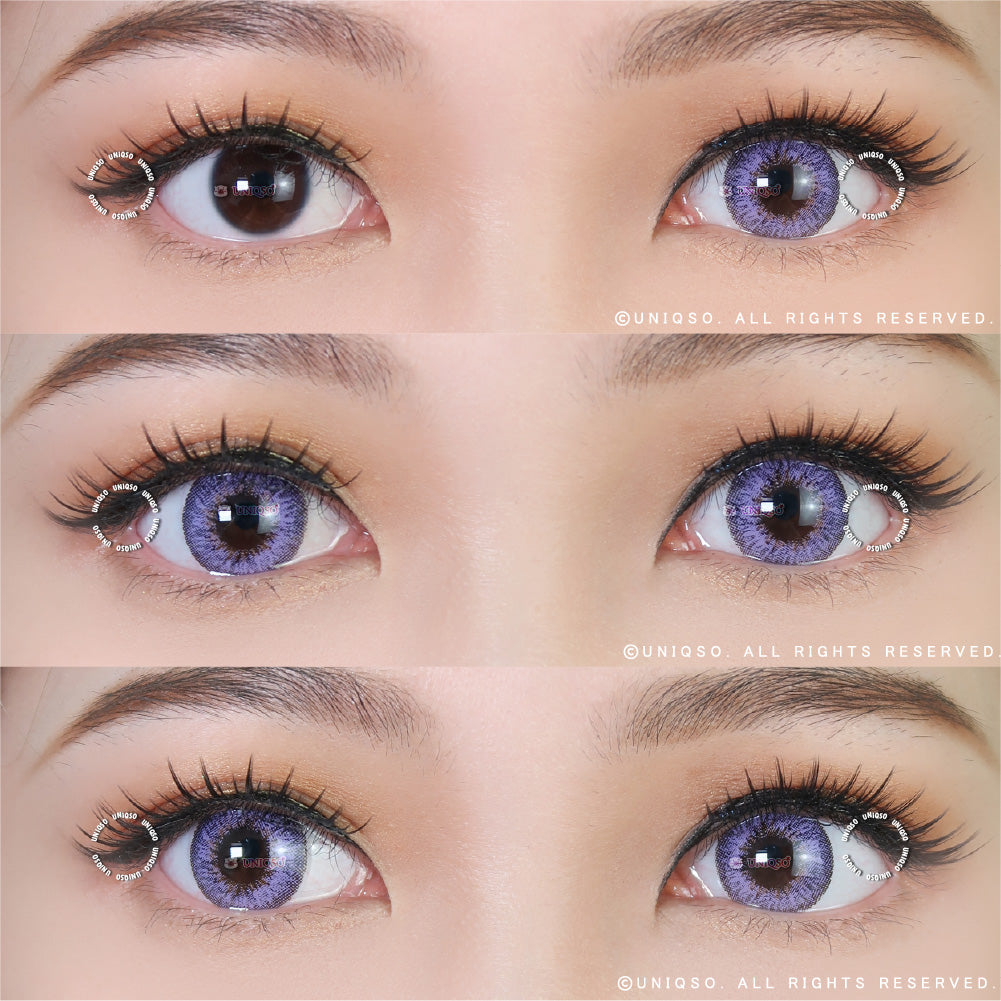 Charming Western Eyes Puffy Violet Color Eye Contacts: 3-Tone Colored Lenses – UNIQSO