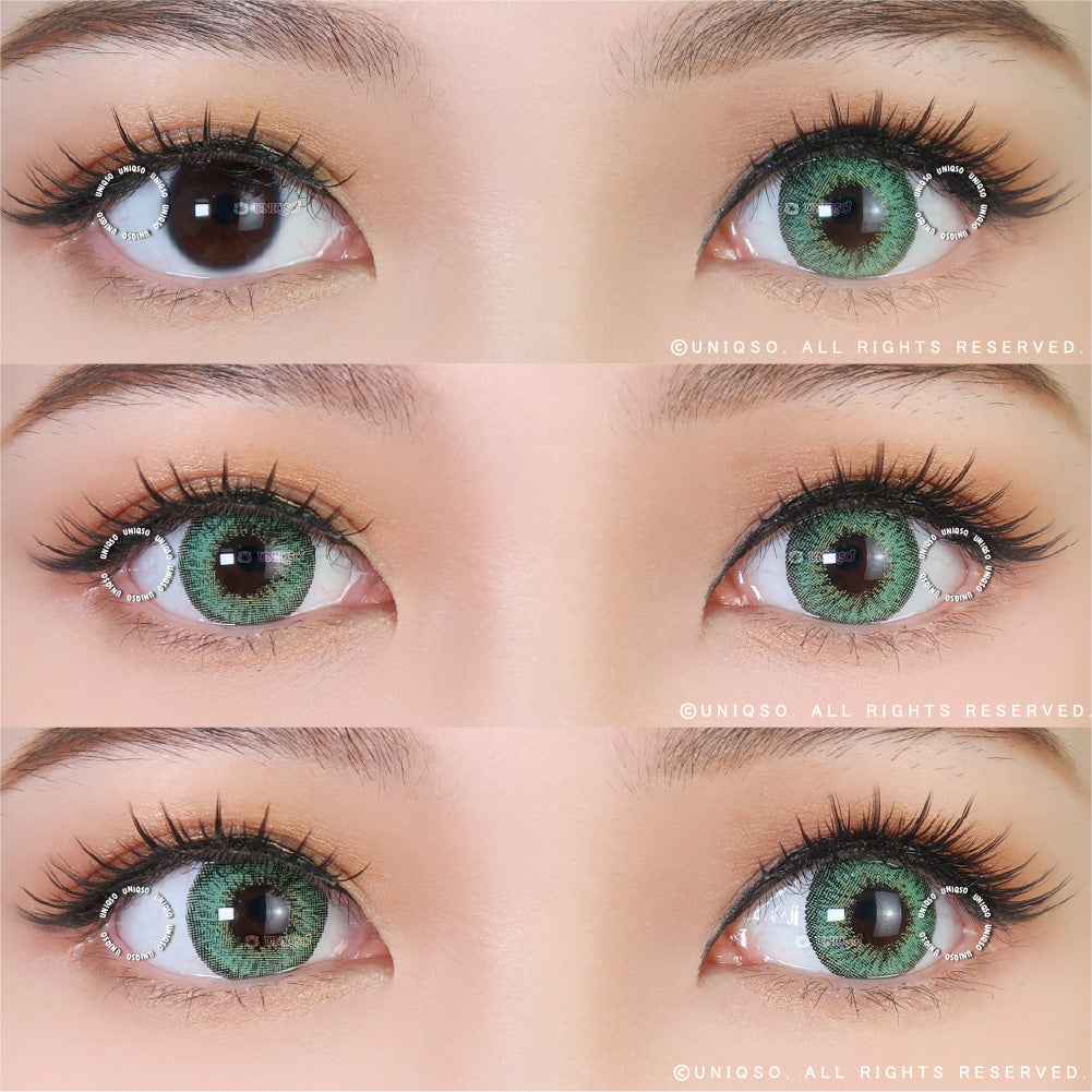 Charming Western Eyes Puffy Green Color Eye Contacts: 3-Tone Colored ...