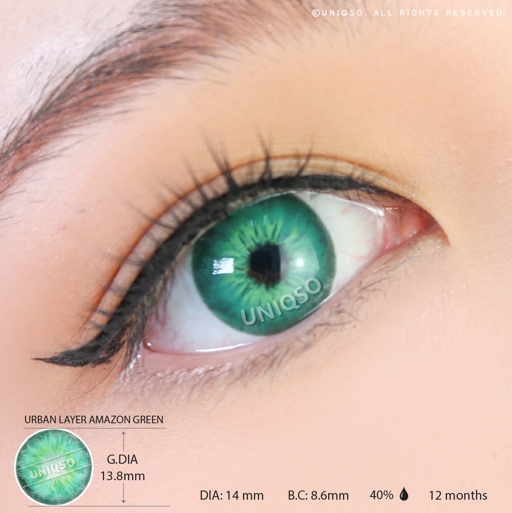 Comfortable Silicone Hydrogel Urban Layer Amazon Green Color Contacts ...