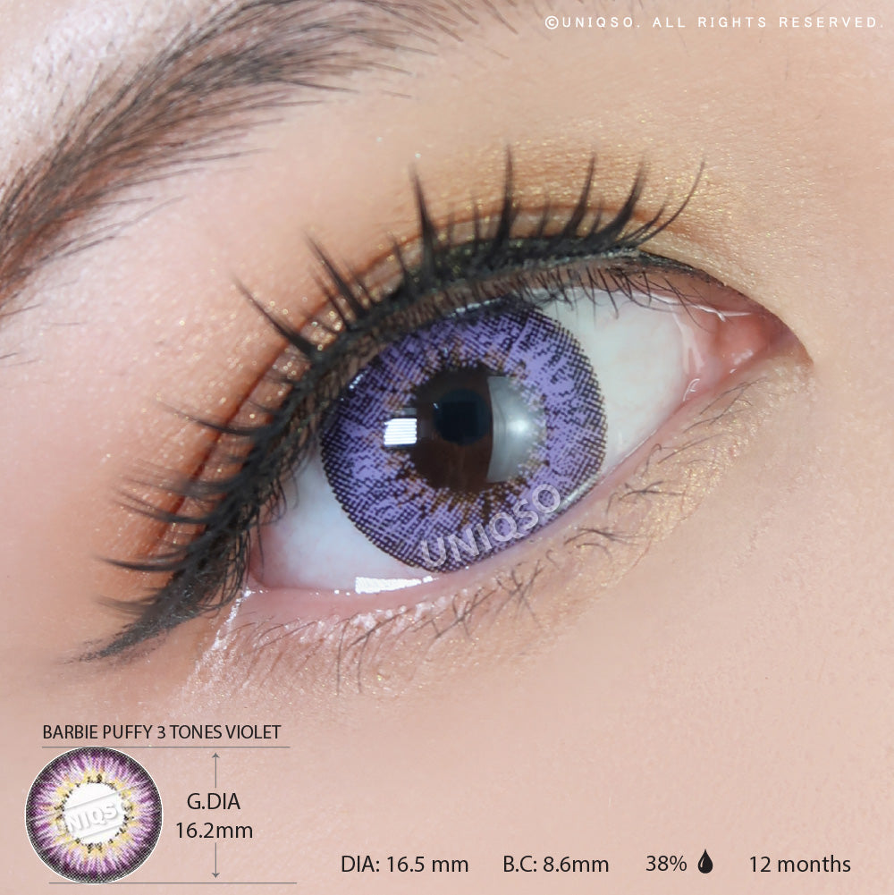 Charming Western Eyes Puffy Violet Color Eye Contacts: 3-Tone Colored Lenses – UNIQSO