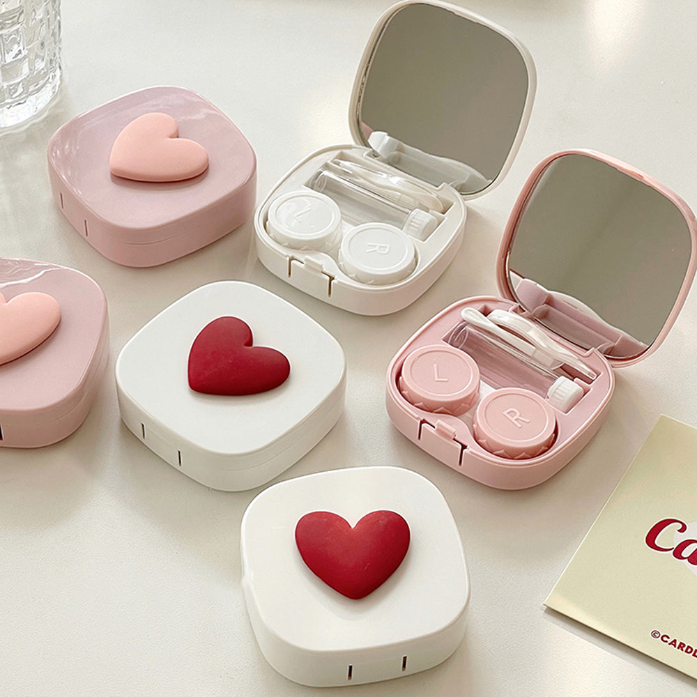 Cute Big Love Contact Lens Case Set - Travel-Sized, Available in 5 ...
