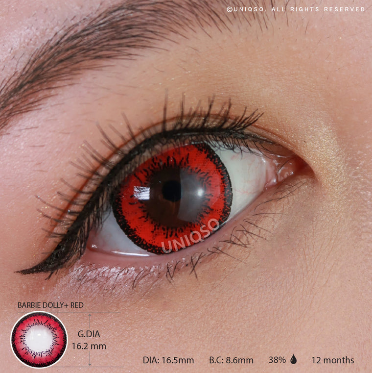 Vibrant Red Colored Contacts with Black Rim for Dolly Cosplay – UNIQSO