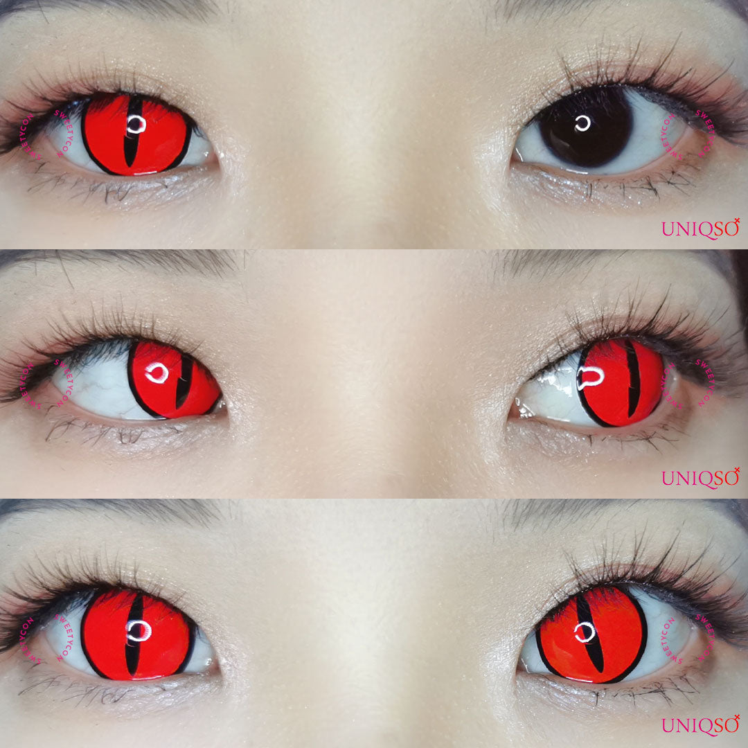 Red Demon Eye Contacts | Cat Eye Contacts With Prescription Halloween ...