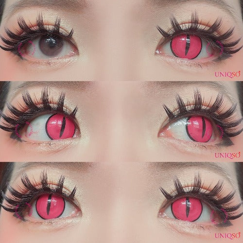 Nezuko Contacts (New) | Pink Demon Eye Contacts / Cat Eye Contacts ...