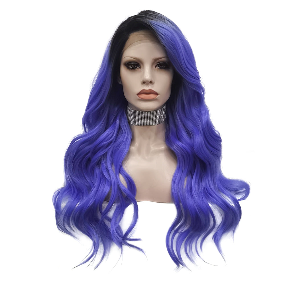 Premium Wig - Deep Root Neon Navy Lustrous Long Lace Front Wig – UNIQSO