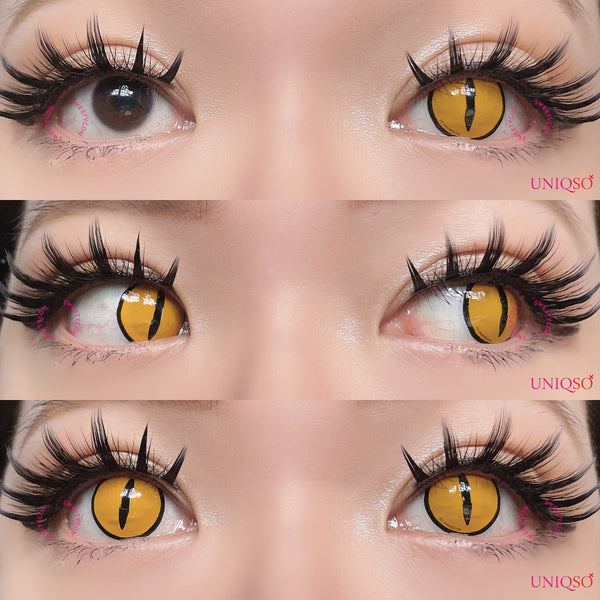 Gold Demon Eye Contacts | Cat Eye Contacts With Prescription Halloween ...