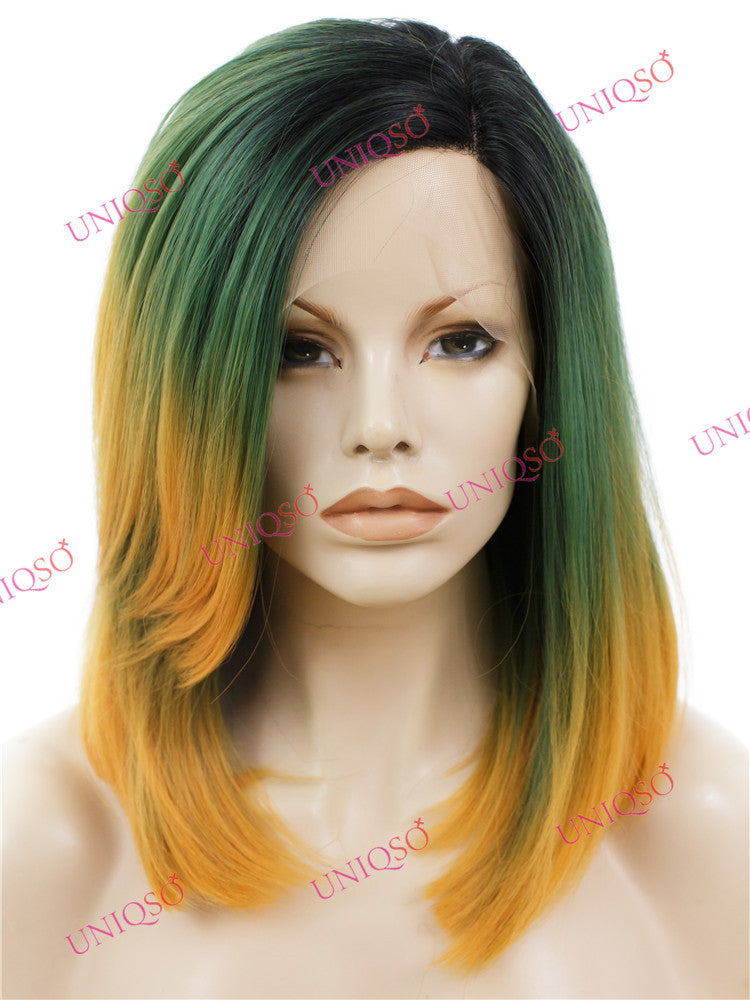 Premium Wig - Dip Dye Turquoise Ombre Lace Wig – UNIQSO
